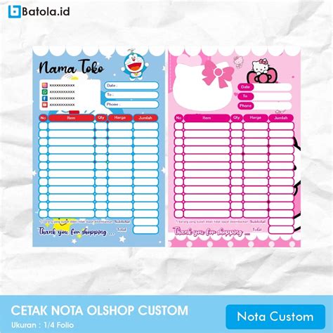 Cetak Nota Olshop Custom 14 Folio Bisa Pakai Loga Dan Design Sendiri