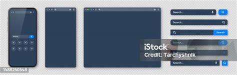 스마트폰 빈 인터넷 브라우저 창 및 검색 창 템플릿 다크 모드 검색 상자 주소 표시줄 및 텍스트 필드가 있는 웹 사이트 엔진