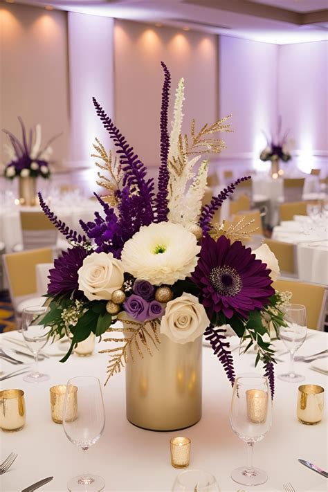 Glamorous Purple And Gold Wedding Theme Purple And Gold Wedding Table