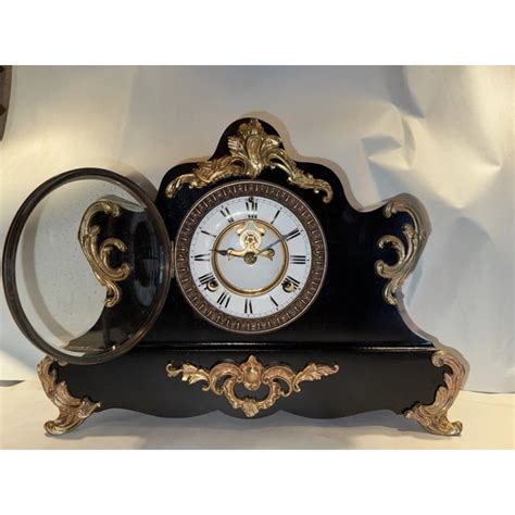 Antique Waterbury Black Mantel Clock “werra” Model With Open Escapement