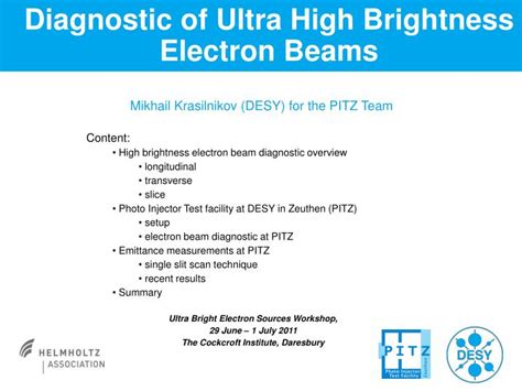 Ppt Diagnostic Of Ultra High Brightness Electron Beams Powerpoint Presentation Id 3363209
