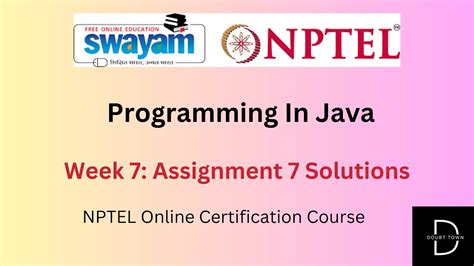 Programming In Java Week 7 Assignment Answers Jan 2024 Nptel Youtube