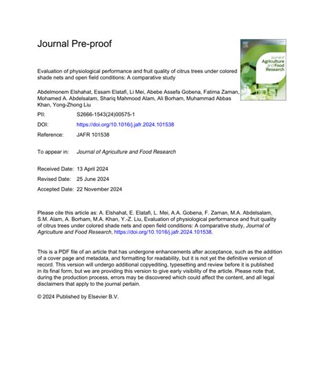 Pdf Evaluation Of Physiological Performance And Fruit Quality Of