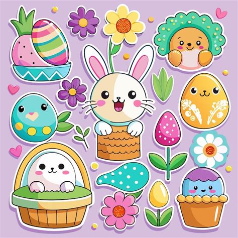 Premium Vector Cute Easter Cartoon Characters And Symbols In A