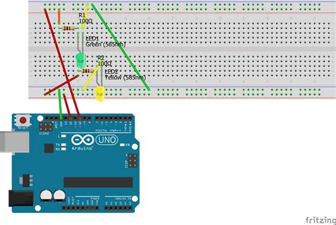 Arduino Uno Why Is One LED More Luminous Brighter Than The Other