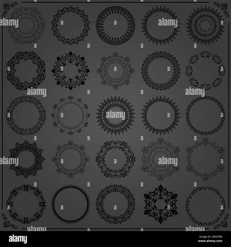 Vintage Set Of Round Elements Different Elements For Design Frames