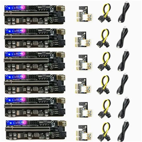 6 Pcs Pcie 라이저 010 010x Ver010 010s 플러스 Usb 30 Pci E 익스프레스 케이블 카보 라이저