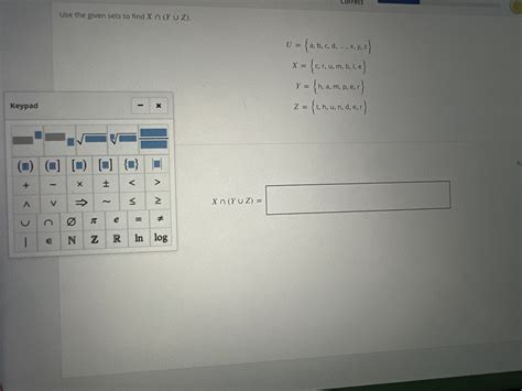solved use the given sets to find x∩ y∪z