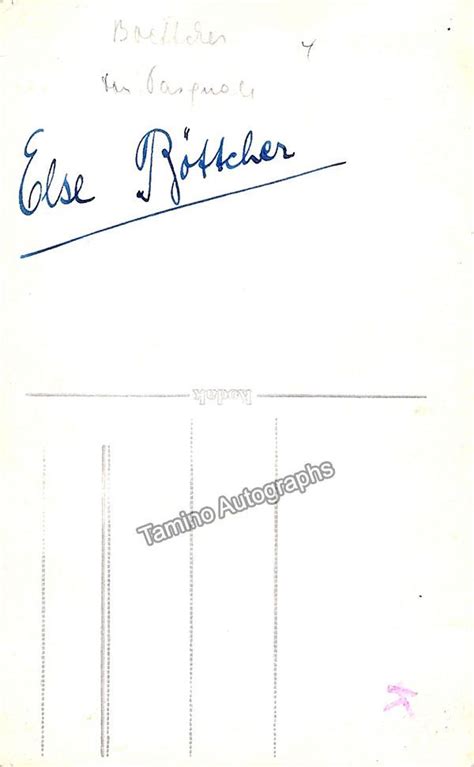 Bottcher Else Signed Photo Authentic Signature Tamino Autographs
