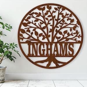 Tree Design Name Sign Laser Cut File SVG Nature Themed Door Or Wall Hanger Instant Download