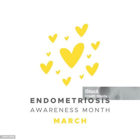 자궁 내막증 인식의 달 3월 노란색 벡터 일러스트레이션 플랫 디자인 0명에 대한 스톡 벡터 아트 및 기타 이미지 0명 3월