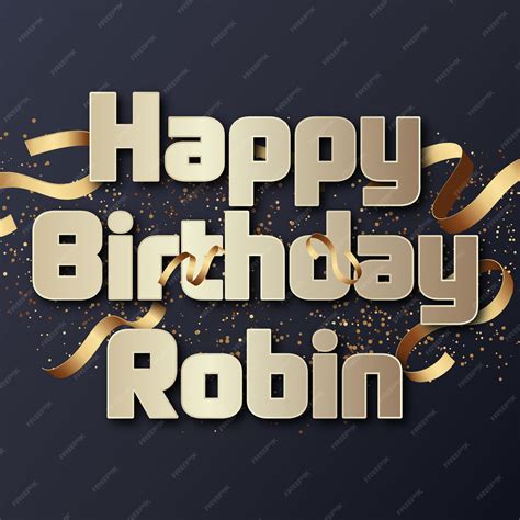 Premium Photo Happy Birthday Robin Gold Confetti Cute Balloon Card