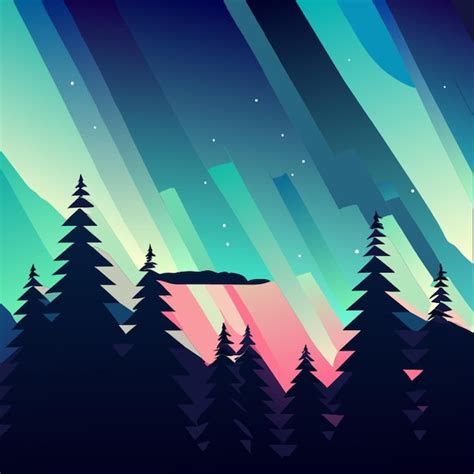 Northern Lights Simple Pattern Vector Illustration Premium Ai