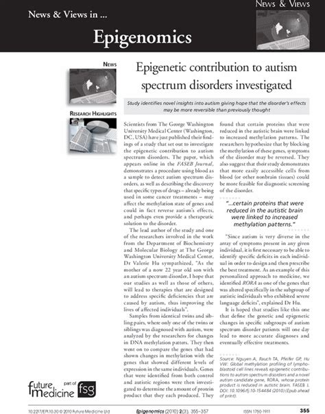 News And Views In Epigenomics Epigenomics Vol 2 No 3