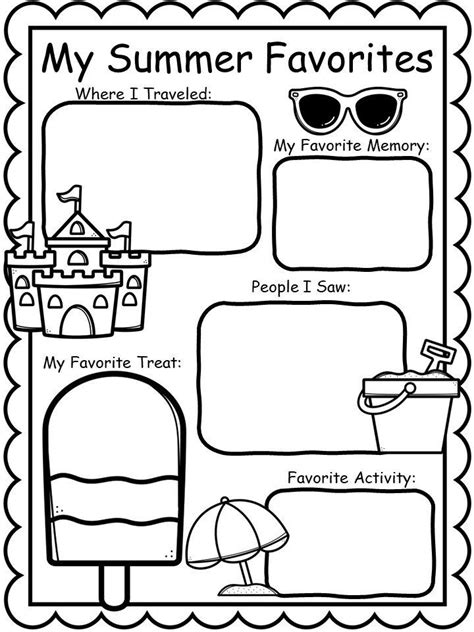 Summer Favorites Worksheet Fill In Activity Pdf Download Etsy