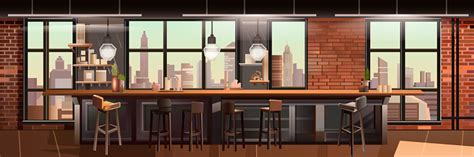 기업 또는 프리랜서 작업을 위한 가구가 있는 현대적인 로프트 인테리어 열린 공간 홈 오피스의 탁 트인 전망 0명에 대한 스톡 벡터 아트 및 기타 이미지 Istock