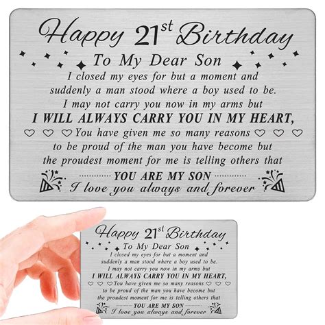 21 Year Old Stainless Steel Carved Wallet Card