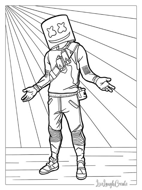 Easy Fortnite Marshmello Skin Coloring Page Pdf