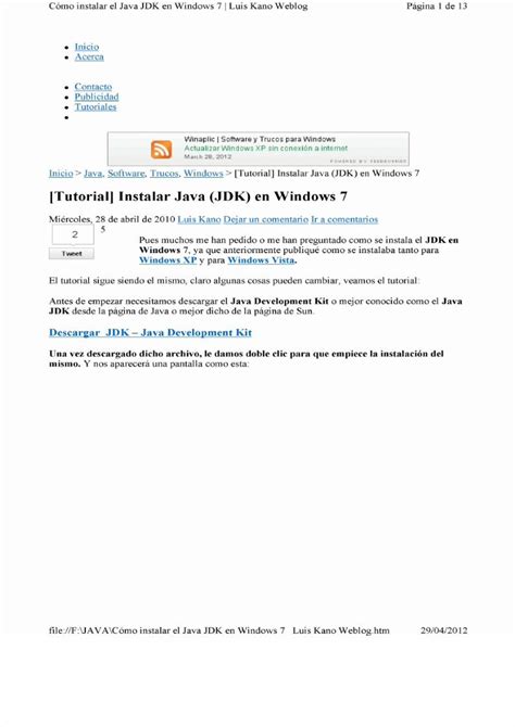 PDF F JAVA Cómo instalar el Java JDK en Windows Luis Ka DOKUMEN TIPS