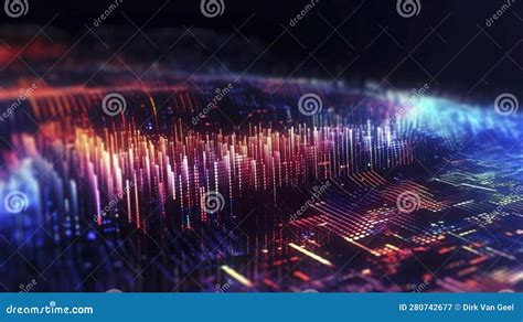 3d Illustration Futuristic Data Stream Data Transfer Technology Stock Illustration