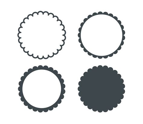 Circle Scalloped Frame Scalloped Edge Round Shape Simple Label And Sticker Form Flower