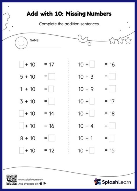 Add With 10 Missing Numbers Math Worksheets Splashlearn Worksheets Library
