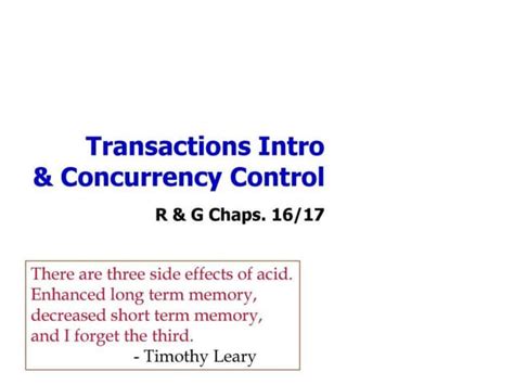 Transactions Intro And Concurrency Control Pdf Databases Computer Software And Applications