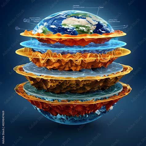 Cross Section Infographic Visualization Of Earth S Layered Structure And Ecosystem Stock