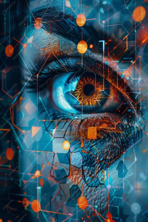 Premium Photo Abstract Isometric Hexagonal Grids With Eye Icons Creating A Cohesive Design