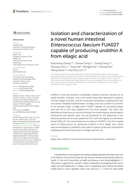 Pdf Isolation And Characterization Of A Novel Human Intestinal