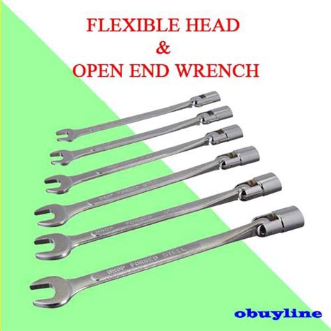 FLEXIBLE HEAD OPEN END WRENCH SPANNER WRENCH 6 POINT SOCKET NUT WRENCH 9MM 19MM