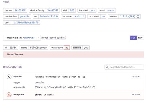 Android Stack Trace And Errors Are Not Displayed · Issue 853 · Getsentrysentry React Native