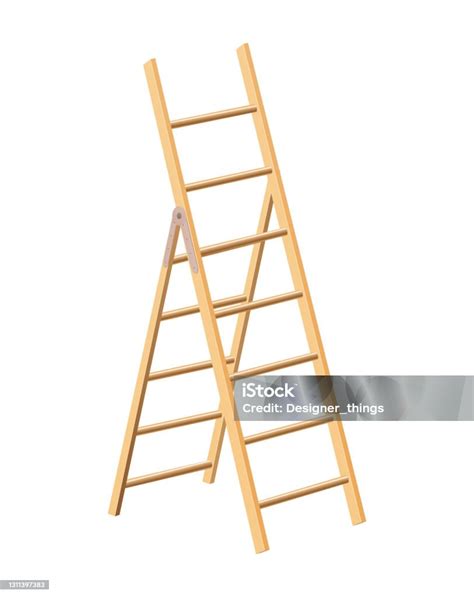 나무 사다리 가정용 도구 국내 및 건설 요구에 대한 단계 사다리 격리된 벡터 그림 가사 집안일에 대한 스톡 벡터 아트 및 기타