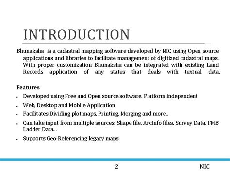 Bhunaksha Indian Cadastral Mapping Solution 1 Nic Introduction