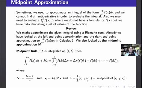 Calculus Ii Lecture 14 V1 Review And Midpoint Rule Youtube