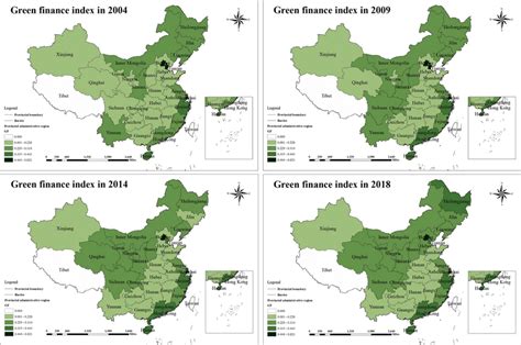 Spatial Distribution Of Chinas Green Finance Index In Selected Years