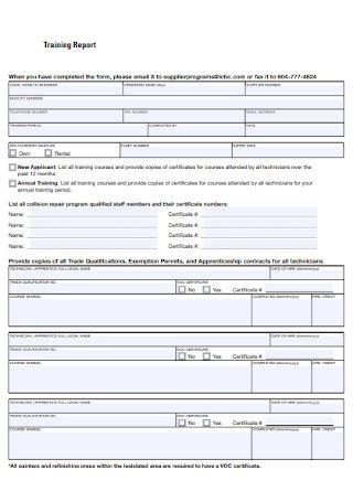 SAMPLE Training Reports In PDF MS Word