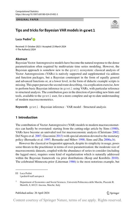 Pdf Tips And Tricks For Bayesian Var Models In Gretl