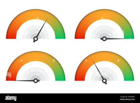 Set Of Customer Satisfaction Meter Speedometer Scale Collection Vector Illustration Stock
