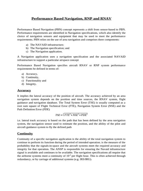 Performance Based Navigation Rnp And Rnav Pdf Aviation Navigation