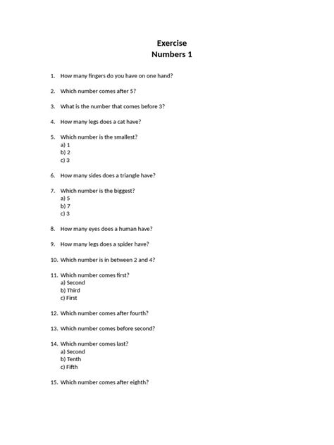 Exercise 1 2 Numbers Pdf