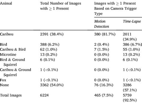 Image Set Characteristics Of Wildlife Camera Trap Data From Arctic