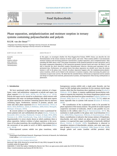 Pdf Phase Separation Antiplasticization And Moisture Sorption In