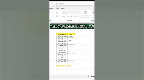 How To Use Day With Eomonth In Excel 500subs Excel Formula Day