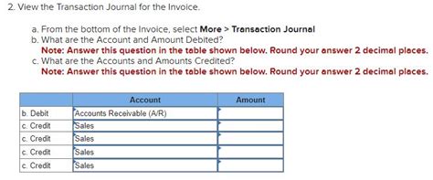 Solved View The Transaction Journal For The Invoicea ﻿from