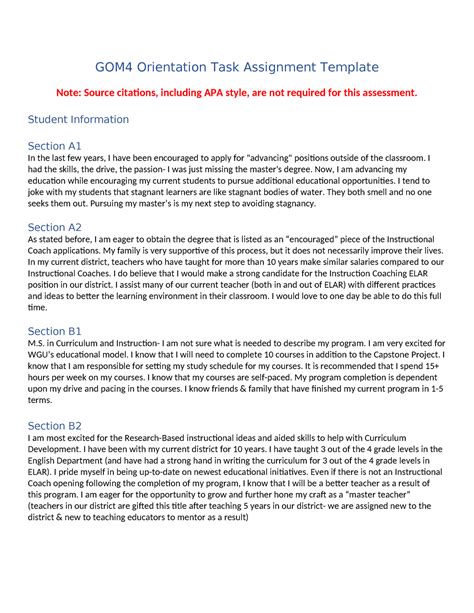 Orientation Task Paper Gom4 Orientation Task Assignment Template
