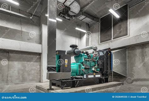 Powered By Diesel Power Generator Room Emergency Power Supply A Diesel Generator Royalty Free