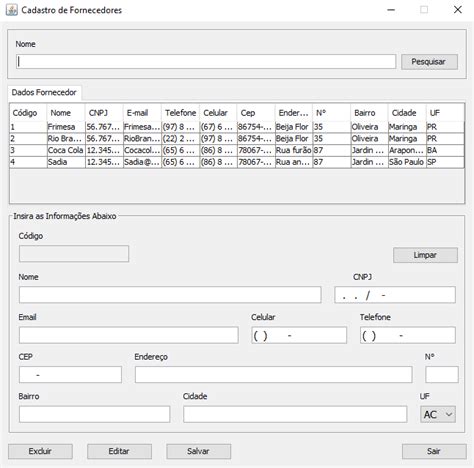 Github Endijean Crud Java Crud Simples Cadastro De Produtos E Fornecedores