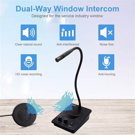 Window Counter Speaker Intercom System 2 Way Intercom Communication Microphone Intercom Anti