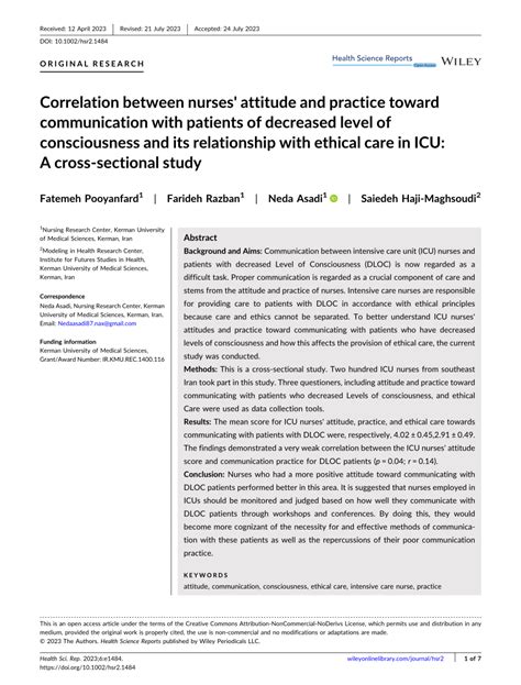 Pdf Correlation Between Nurses Attitude And Practice Toward Communication With Patients Of
